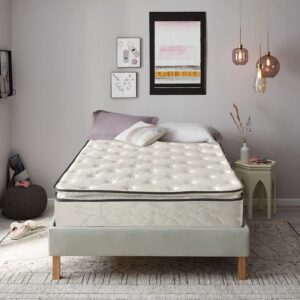 nutan 10-inch medium plush pillowtop innerspring mattress, full xl,beige