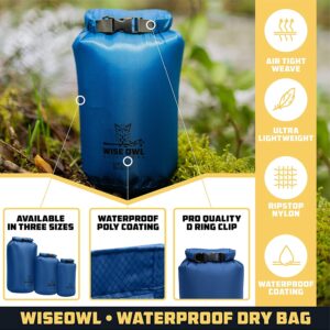 Wise Owl Outfitters Carrier Bag Case, Waterproof Dry Bag - Fully Submersible 1pk or 3pk Ultra Lightweight Airtight Waterproof Bags - 5L, 10L and 20L Sizes - Diamond Ripstop Roll Top Drybags