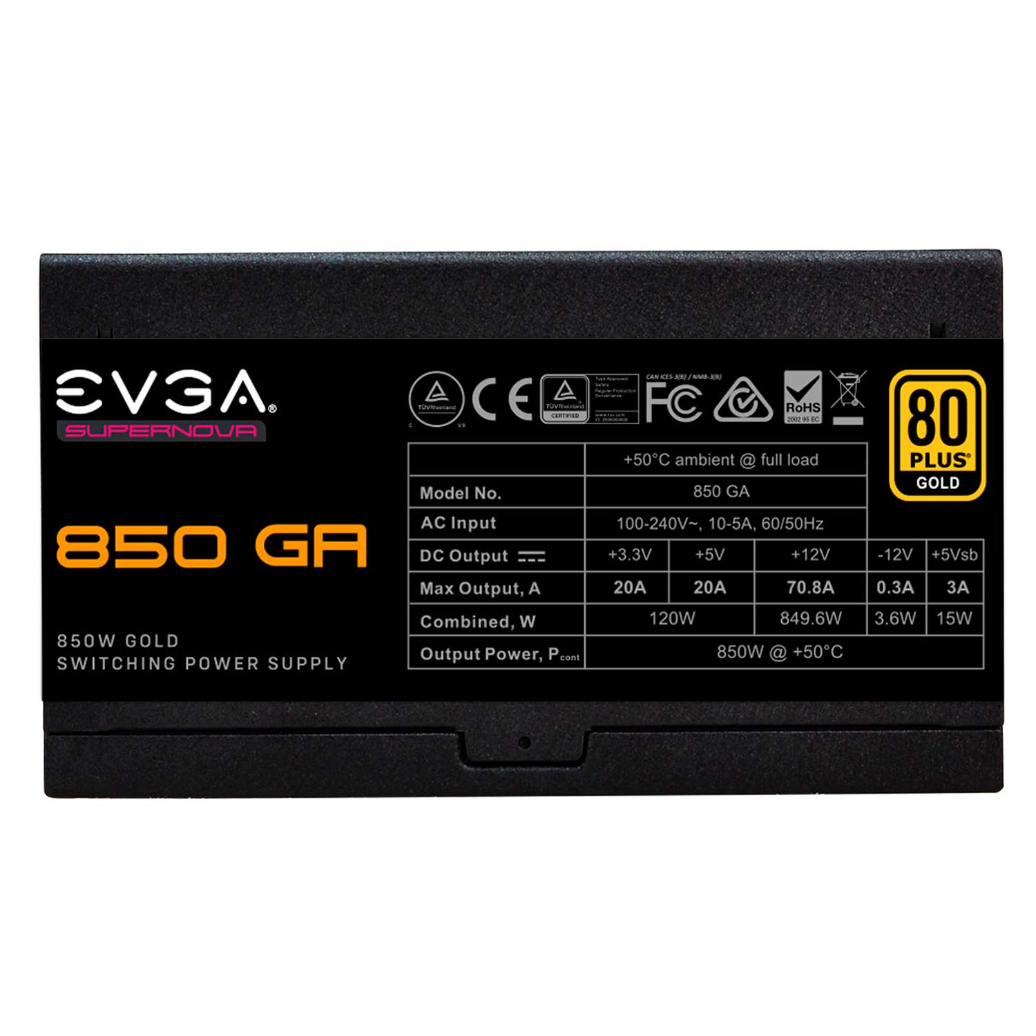 EVGA SuperNOVA 850 Ga, 80 Plus Gold 850W, Fully Modular, ECO Mode with Dbb Fan, 10 Year Warranty, Compact 150mm Size, Power Supply 220-GA-0850-X1