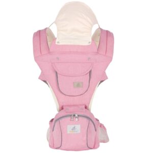 ergonomic baby hip seat carrier baby waist stool for newborn child infant toddler with cool air mesh windproof babyhood comfortable insert (pink)