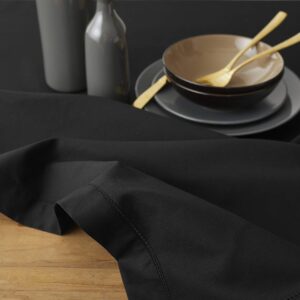 Solino Home Black Tablecloth – Cotton Linen Hemstitch Tablecloth 58 x 84 Inch – Machine Washable Rectangle Table Cloth for Summer