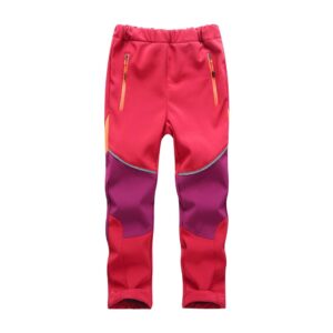 toomett kids snow ski pants hiking boys girls outdoor waterproof windproof fleece warm snowboard pants,1510,red/purple,5 years