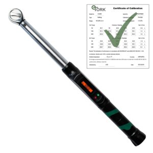 eTORK - Click-Style Torque Wrench | 3/8 Torque Wrench | 100 lbs Torque Wrench | Auto Torque Wrench | Electronic Scale Torque Wrench 3/8 Drive | Range: 10-100 ft.-lb./13.6-135.6 N.m