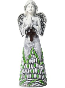 vp home praying angel with cross angel decorations for home solar powered led outdoor decor garden light angel statues and figurines for home, patio, yard art