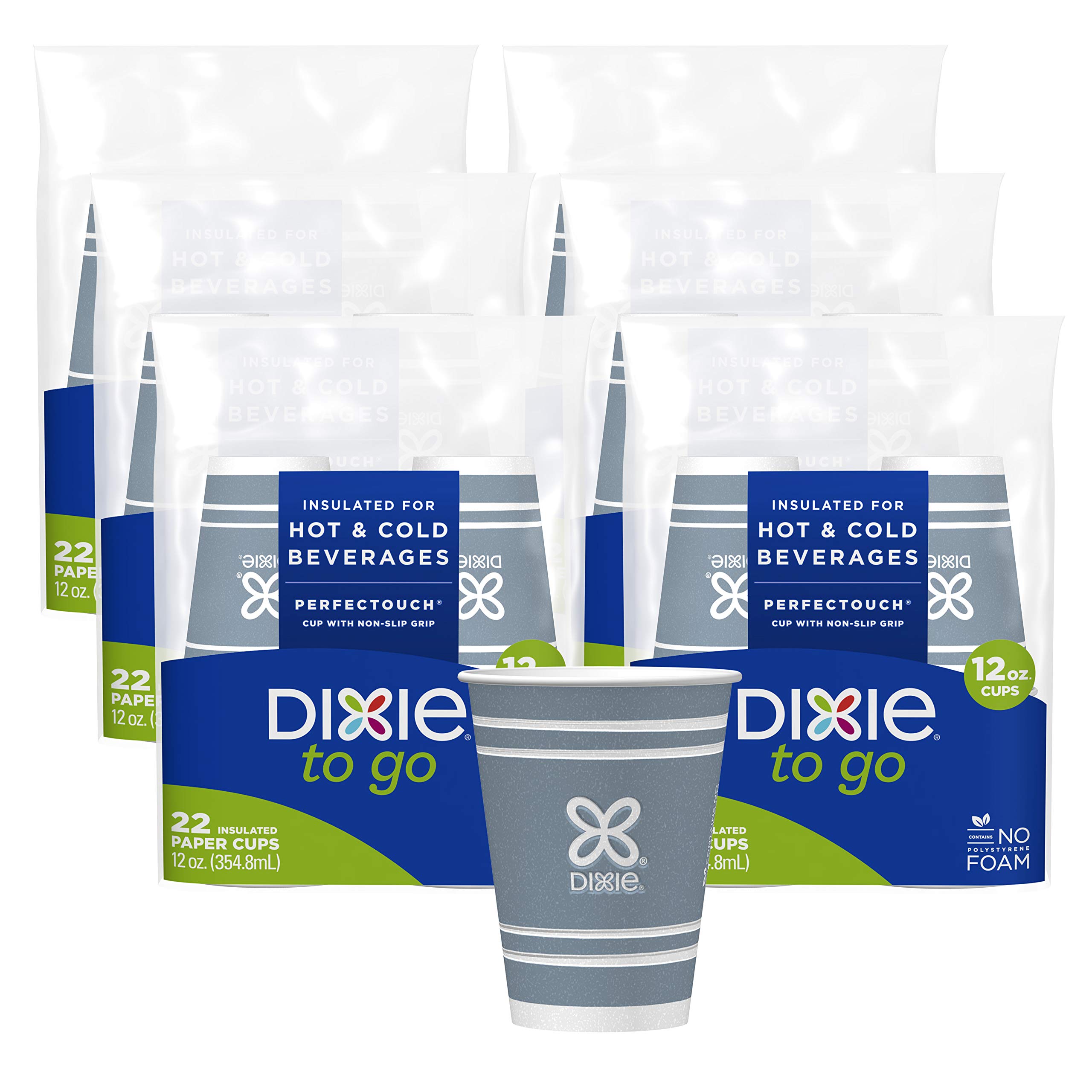 Dixie To Go Medium Paper Coffee Cups With Lids, 12 Oz, 132 Count, Disposable Cups For On-The-Go Hot Beverages