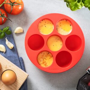 Instant Pot - 5252242 Instant Pot Official Silicone Egg Bites Pan with Lid, Compatible with 6-quart and 8-quart cookers, Red