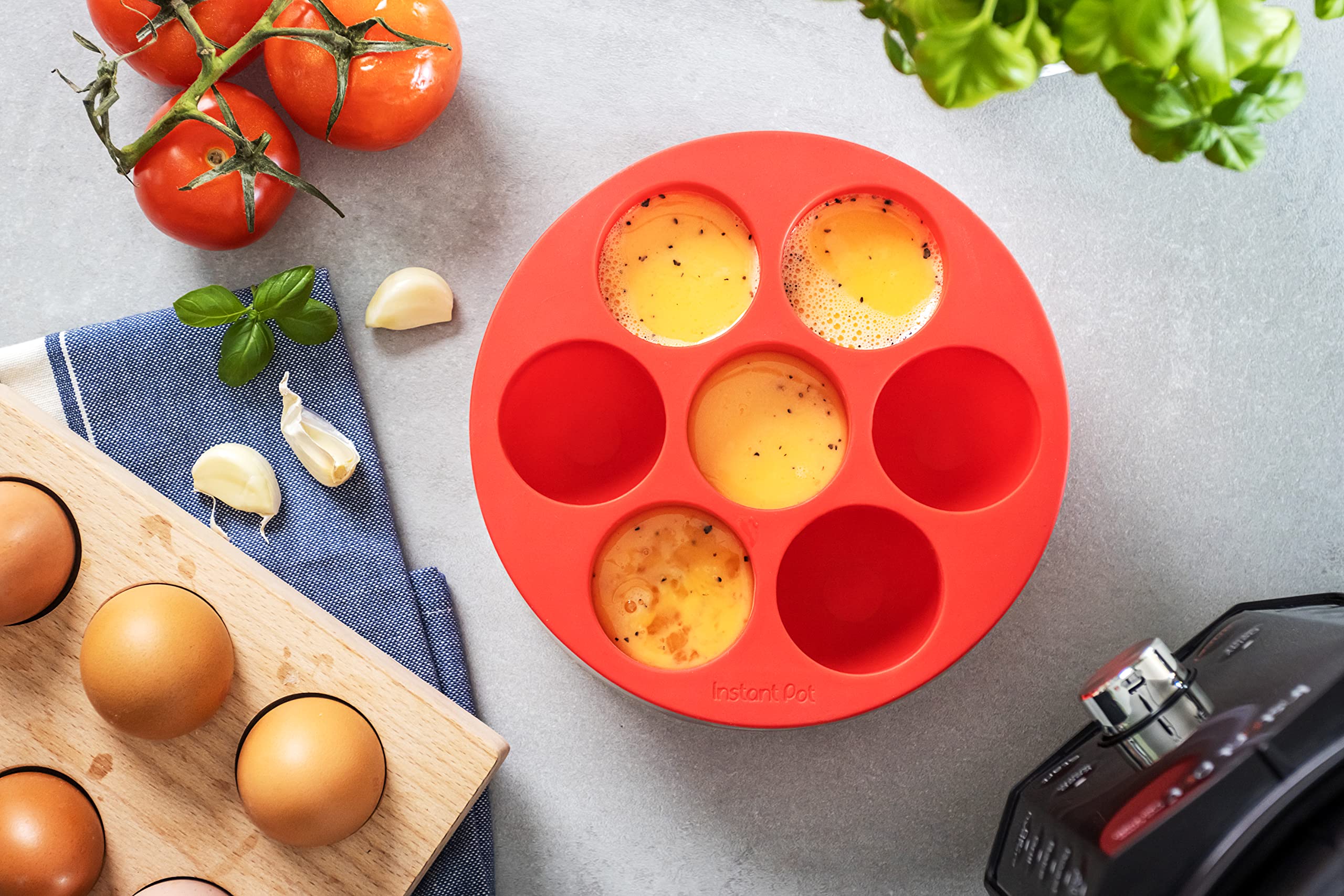 Instant Pot - 5252242 Instant Pot Official Silicone Egg Bites Pan with Lid, Compatible with 6-quart and 8-quart cookers, Red