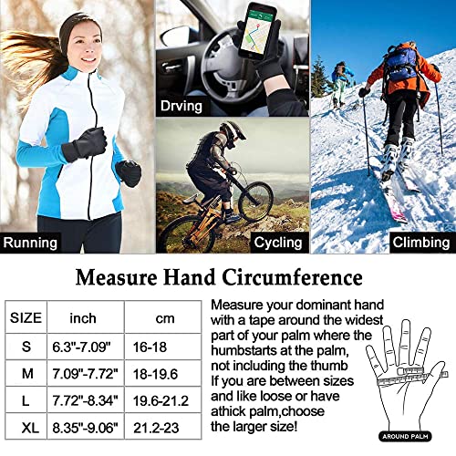 EastKing Winter Gloves for Women Men, Touch Screen Heated Gloves Water Resistant Waterproof Cold Weather Gloves for Cycling Walking Riding Running Driving Golfing for Men and Women (Black-M)