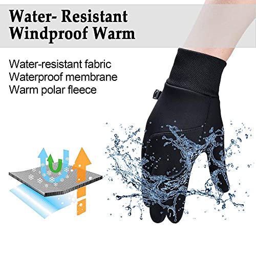 EastKing Winter Gloves for Women Men, Touch Screen Heated Gloves Water Resistant Waterproof Cold Weather Gloves for Cycling Walking Riding Running Driving Golfing for Men and Women (Black-M)