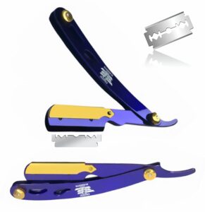 professional barbershop purple straight edge shaving razor folding knife blade