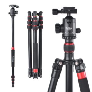 tripod for camera, 64" camera tripod stand, dslr tripods & monopods, heavy duty travel tripod for binoculars laser level spotting scope telescope, professional complete tripod units