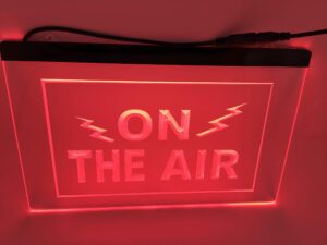 jxledsign on the air radio record podcasting studio displayr led light sign