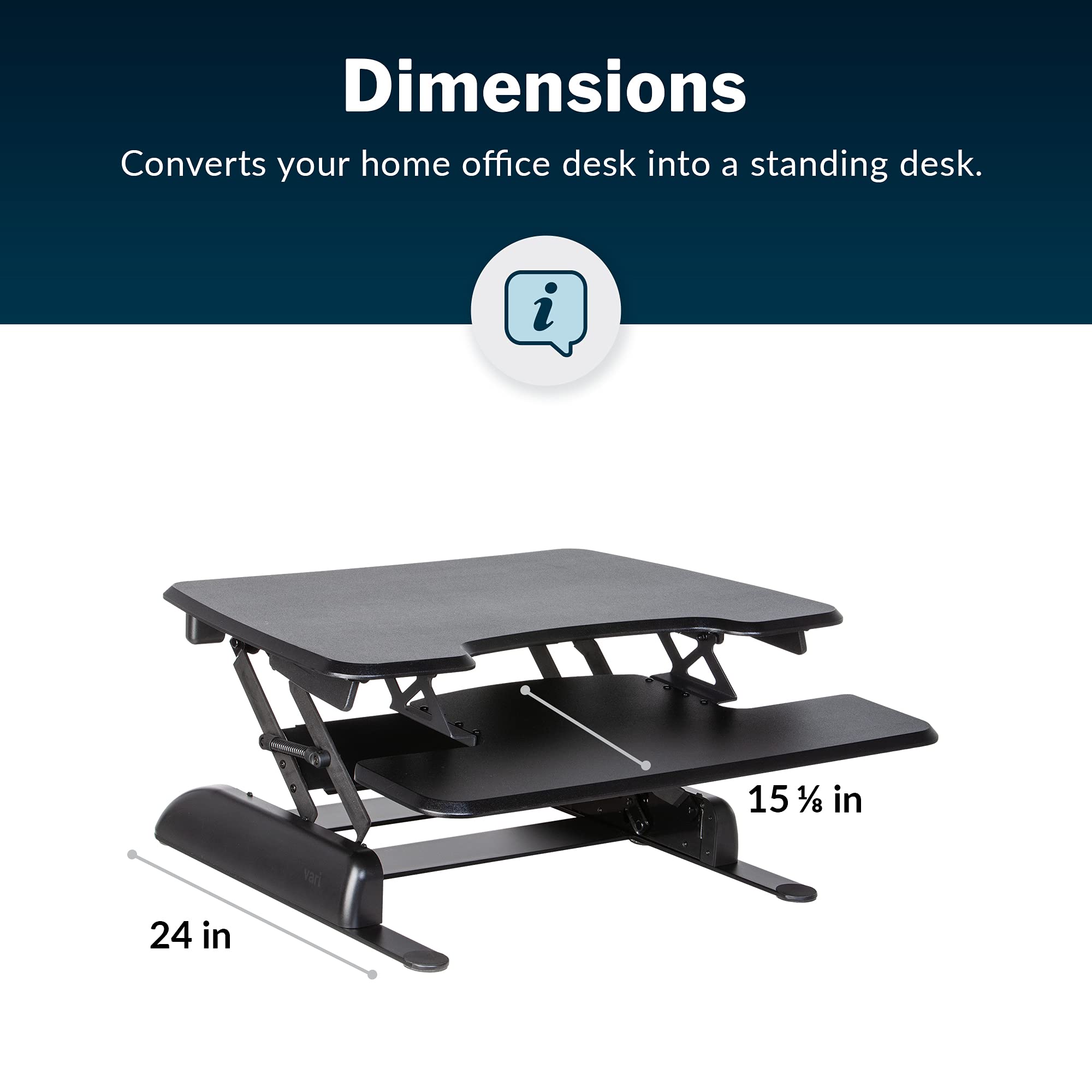 Vari - VariDesk Essential 30 - Two-Tier Standing Desk Converter for Home Office - Adjustable Sit Stand Desk with 11 Height Settings - Standing Desk Riser for Monitor & Accessories - 30" Wide, Black