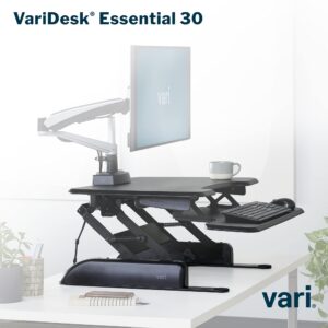 Vari - VariDesk Essential 30 - Two-Tier Standing Desk Converter for Home Office - Adjustable Sit Stand Desk with 11 Height Settings - Standing Desk Riser for Monitor & Accessories - 30" Wide, Black