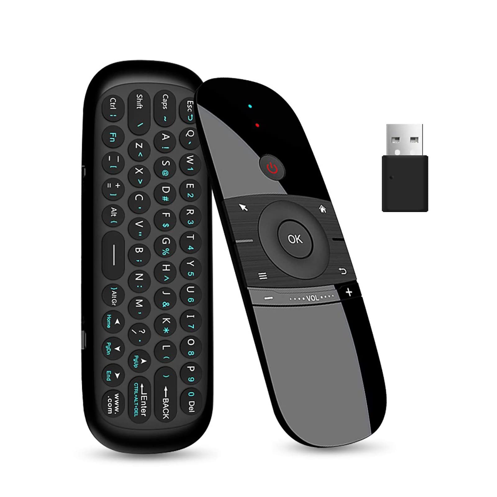 WeChip W1 Universal TV Remote Air Mouse, Wireless Keyboard Fly Mouse 2.4GHz Connection Air Remote Keyboard Mouse for Android TV Box/PC/Smart TV/Projector/HTPC/All-in-one PC/TV (w1)