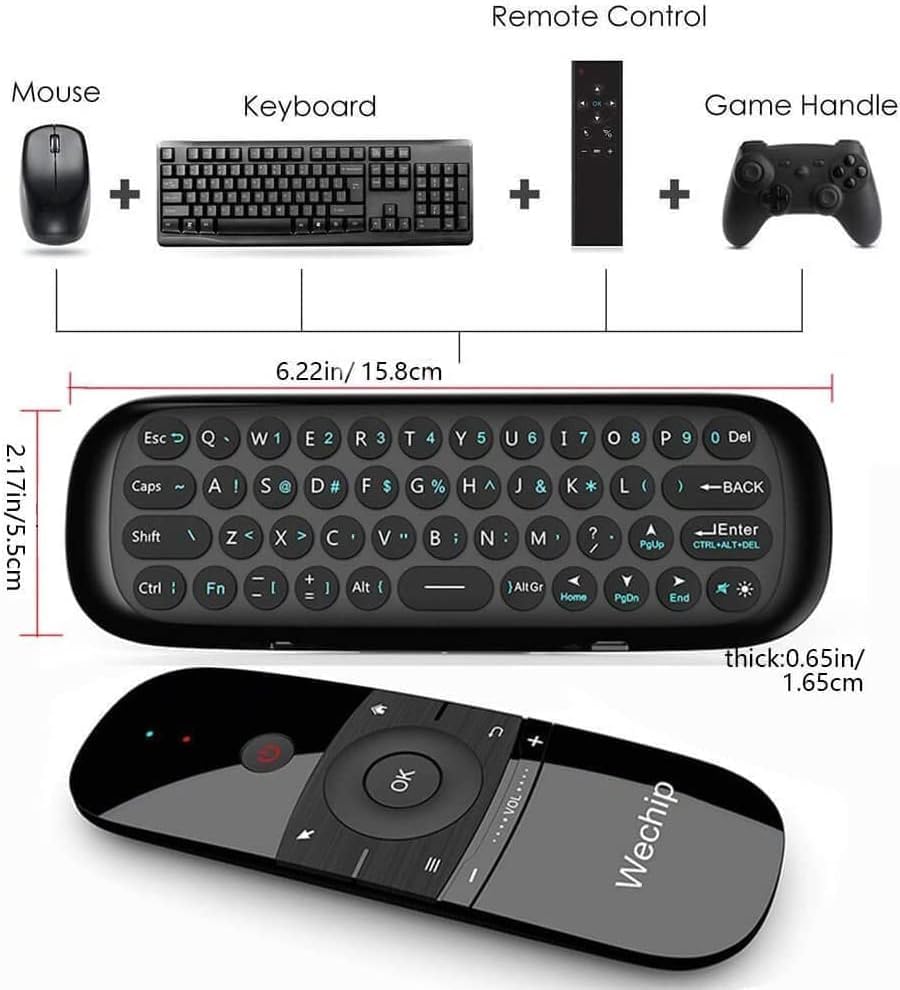 WeChip W1 Universal TV Remote Air Mouse, Wireless Keyboard Fly Mouse 2.4GHz Connection Air Remote Keyboard Mouse for Android TV Box/PC/Smart TV/Projector/HTPC/All-in-one PC/TV (w1)