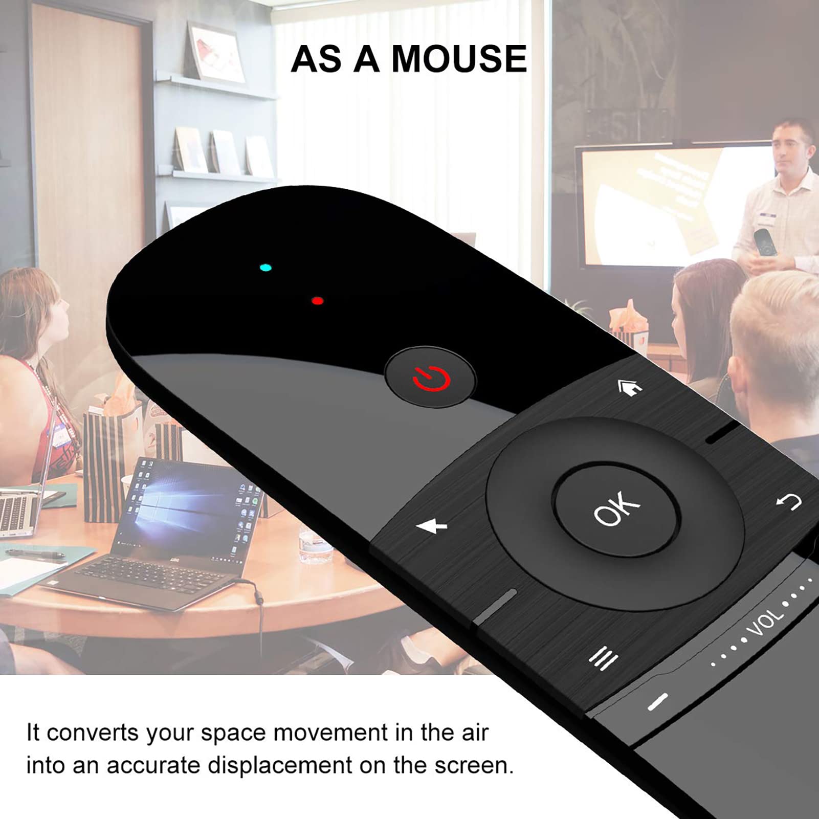 WeChip W1 Universal TV Remote Air Mouse, Wireless Keyboard Fly Mouse 2.4GHz Connection Air Remote Keyboard Mouse for Android TV Box/PC/Smart TV/Projector/HTPC/All-in-one PC/TV (w1)