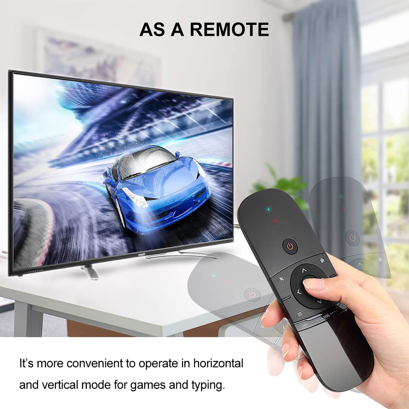 WeChip W1 Universal TV Remote Air Mouse, Wireless Keyboard Fly Mouse 2.4GHz Connection Air Remote Keyboard Mouse for Android TV Box/PC/Smart TV/Projector/HTPC/All-in-one PC/TV (w1)