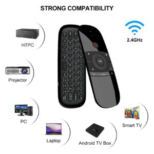 WeChip W1 Universal TV Remote Air Mouse, Wireless Keyboard Fly Mouse 2.4GHz Connection Air Remote Keyboard Mouse for Android TV Box/PC/Smart TV/Projector/HTPC/All-in-one PC/TV (w1)