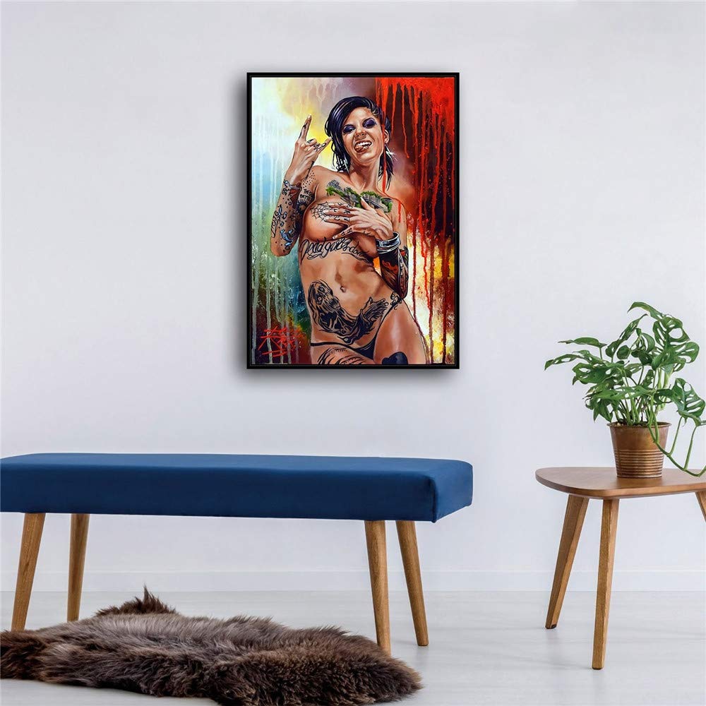 ESH7 Modern Hip-hop Tattoo Women Canvas Painting Hip Hop Girl Poster for Home Living Room Bedroom Wall Decor Art Painting