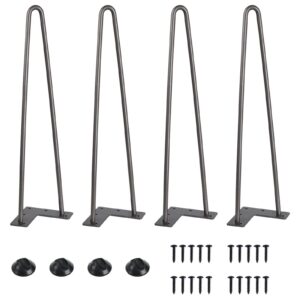 smartstandard 16 inch heavy duty hairpin furniture legs, metal home diy projects for nightstand, coffee table, desk, etc with rubber floor protectors grey 4pcs