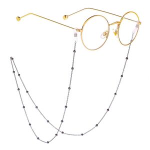 Jurxy 3PCS Eyeglass Chain Sunglass Strap Holder Reading Glass Cords Lanyard Beaded Necklace Chain Eyewear Retainer Chain Metal Beaded Eyeglasses Long Necklace Fashion Accessories