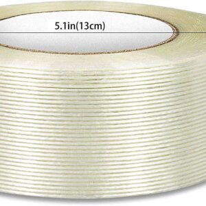 Superhesive 4 Pack 2in(5cm) 164ft (55-Yards / 50-Meters) 5.9mil Fiberglass Tape, Transparent Filament Reinforced Strapping Tape for Heavy Duty Packing