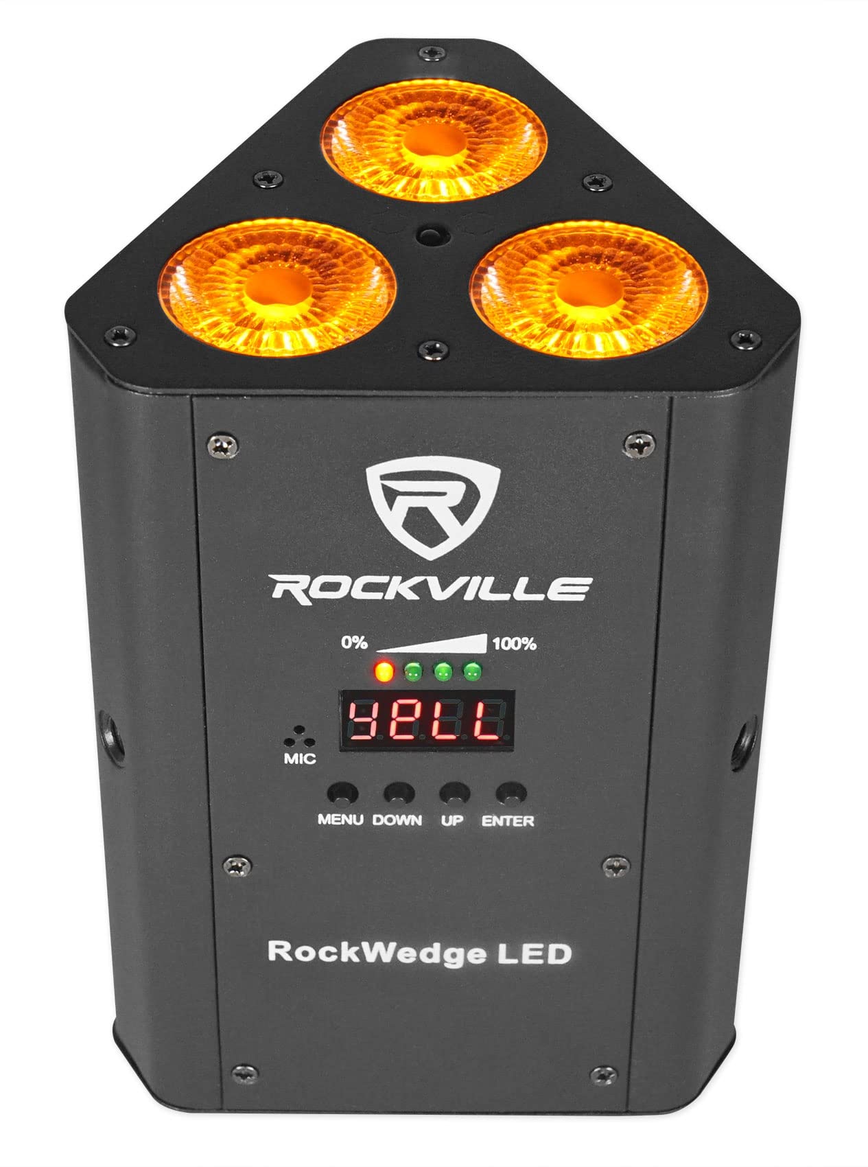 (2) Rockville RockWedge LED RGBWA+UV Rechargeable Wireless DMX DJ Par Up-Lights