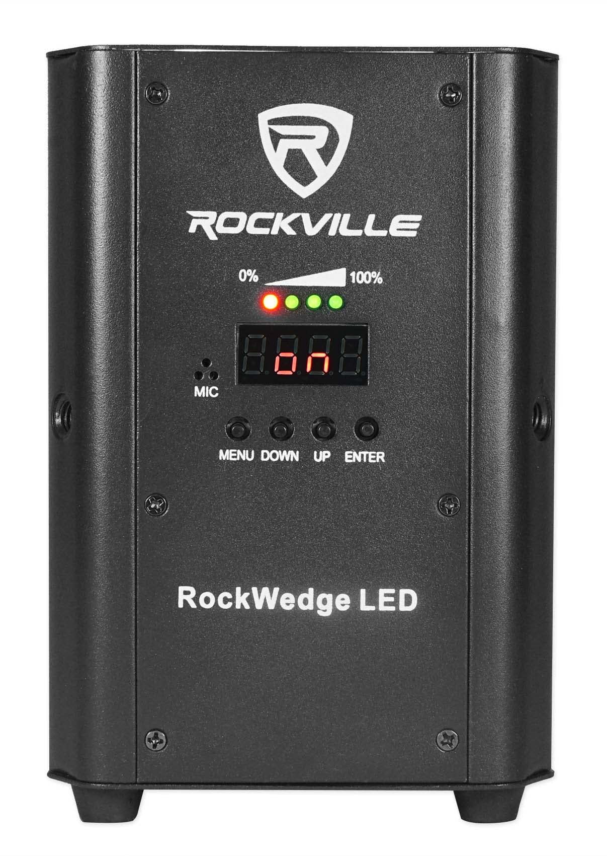 (2) Rockville RockWedge LED RGBWA+UV Rechargeable Wireless DMX DJ Par Up-Lights