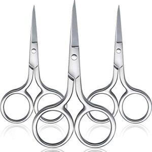 3 pack small nose scissors facial hair scissors mini beauty scissors stainless steel trimming pointed scissor for grooming eyebrows, nose, mustache, beard