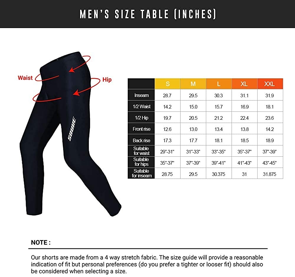 Souke Sports Men's Winter Cycling Pants, Windproof Fleece Thermal Bike Pants, Breathable Athletic Sweatpants for Running Black