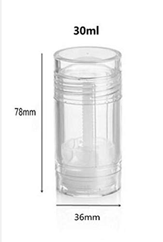 Clear Empty Plastic Round Deodorant Containers,Round Shape Bottom Filling Stick Deodorant Container Twist Up Stick Tube (C)