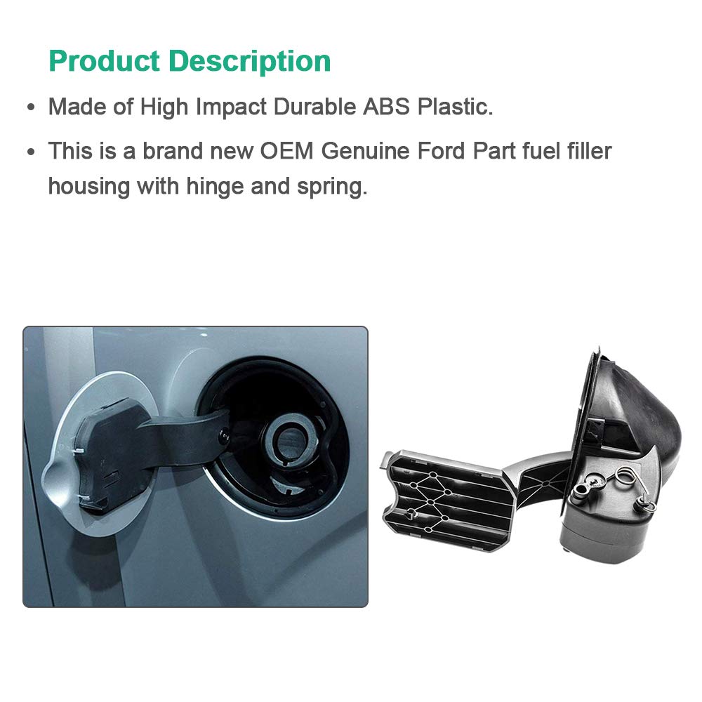 Fuel Gas Filler Door Housing Pocket w/Hinge For 2009-2014 F150, 2010-2014 Lincoln Mark LT Replaces # 9L3Z-9927936-B, 9L3Z9927936B Gas Tank Cap Door Hinge