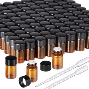 teenitor 100packs essential oil bottles, amber glass bottle, essential oil bottle 2ml bottles, small oil vial sample bottles 2ml, essential oil bottles anointing oil bottles 0.068oz