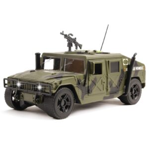 vokodo military fighter truck friction powered with lights and sounds kids push and go 1:16 scale pretend play armored army vehicle doors open quality action toy car great gift for children boys girls