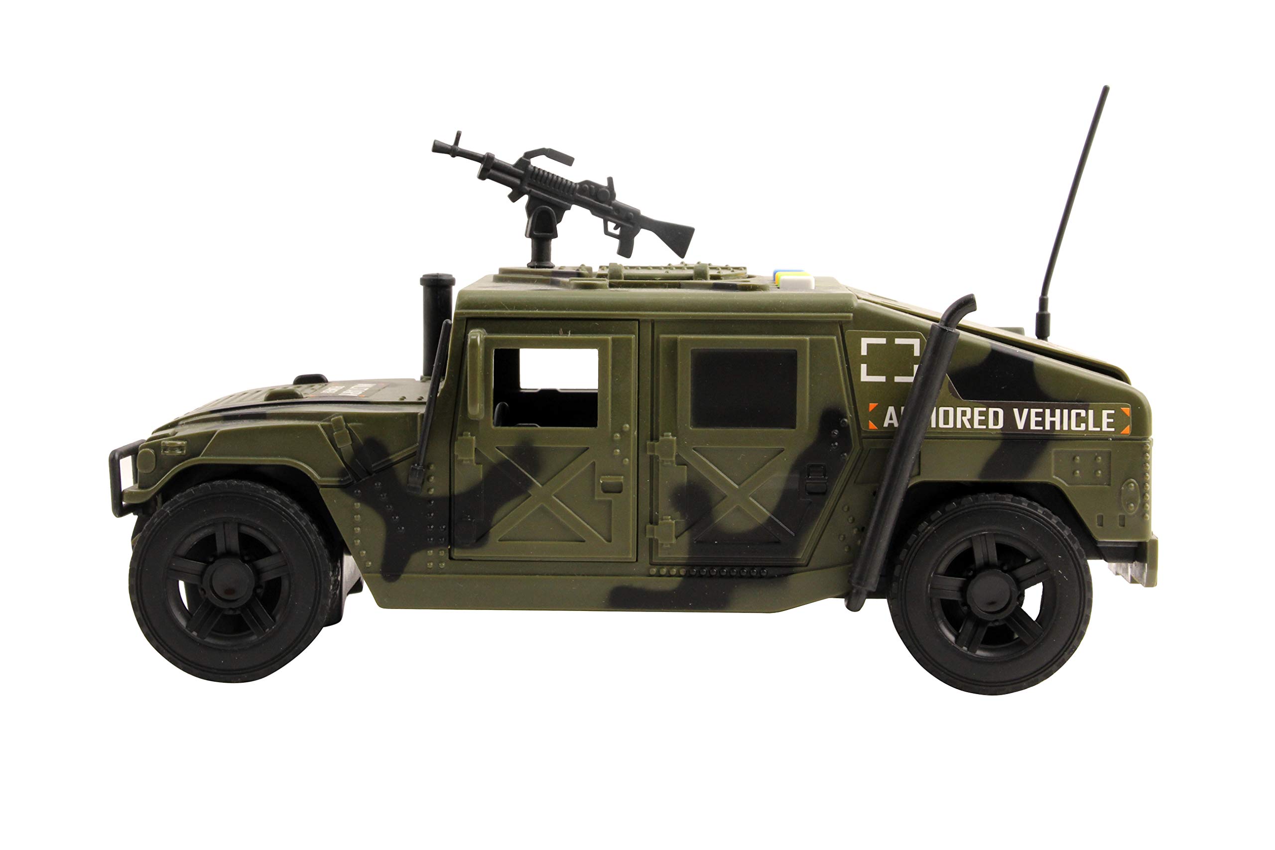 Vokodo Military Fighter Truck Friction Powered With Lights And Sounds Kids Push And Go 1:16 Scale Pretend Play Armored Army Vehicle Doors Open Quality Action Toy Car Great Gift For Children Boys Girls