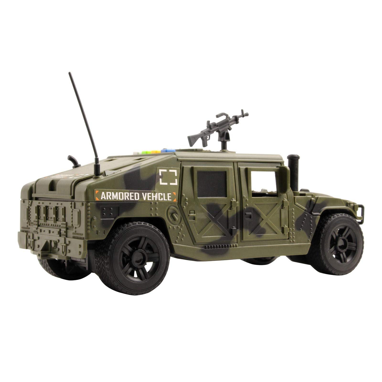 Vokodo Military Fighter Truck Friction Powered With Lights And Sounds Kids Push And Go 1:16 Scale Pretend Play Armored Army Vehicle Doors Open Quality Action Toy Car Great Gift For Children Boys Girls