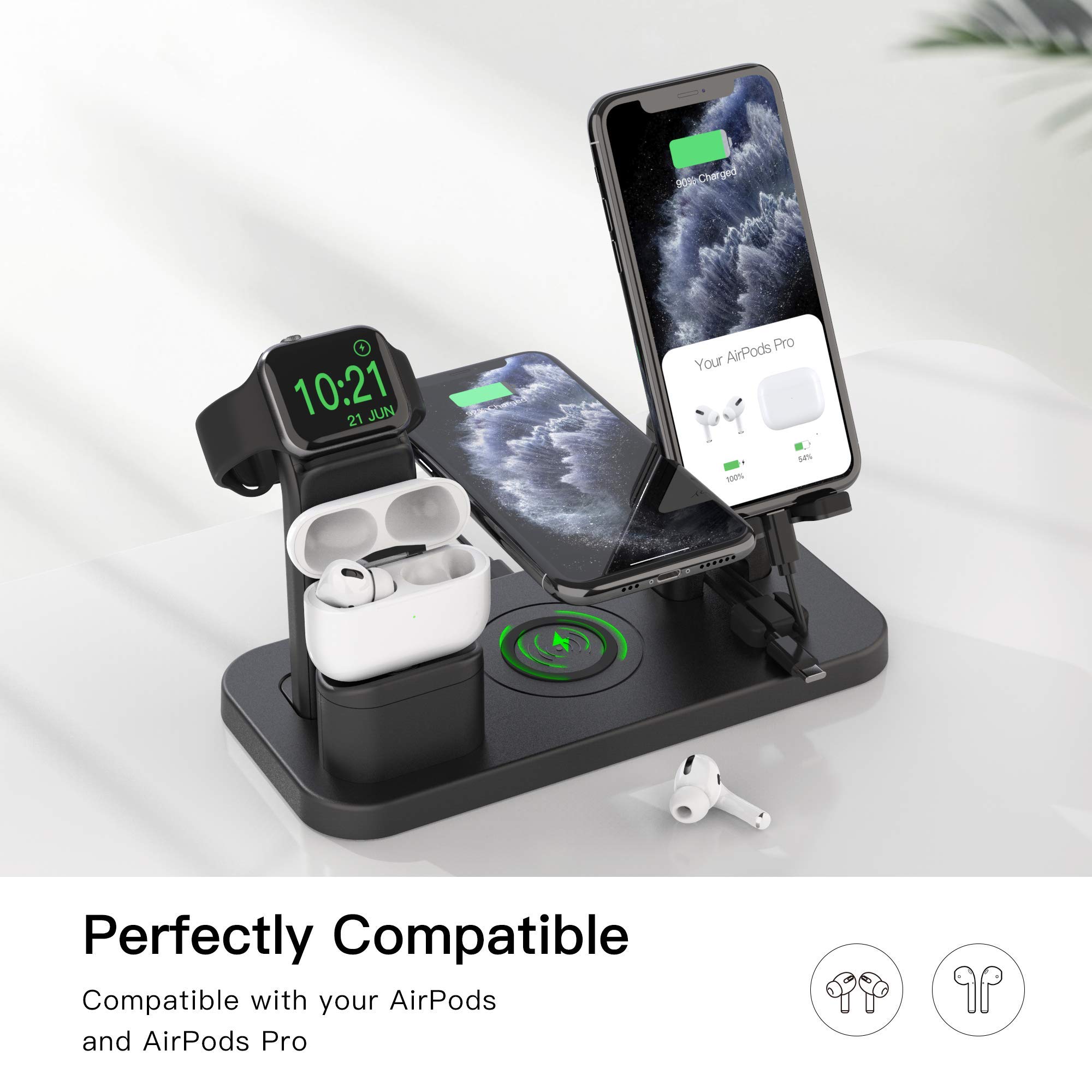 Magnetic Wireless Charger Stand, CEREECOO Wireless Charging Station Dock Compatible with iPhone Series14/13/12 Apple Watch 8/7/6/5/4/3 AirPods Pro/1/2