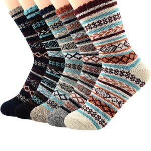 zando womens wool socks winter thick athletic socks crew sock warm hiking merino wool socks soft mid calf cashmere sock duck boot sock a diamond one size