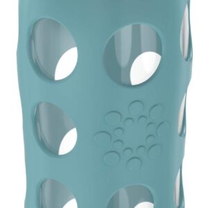 Lifefactory 22-Ounce Glass Water Bottle with Classic Cap and Protective Silicone Sleeve, Aqua Teal