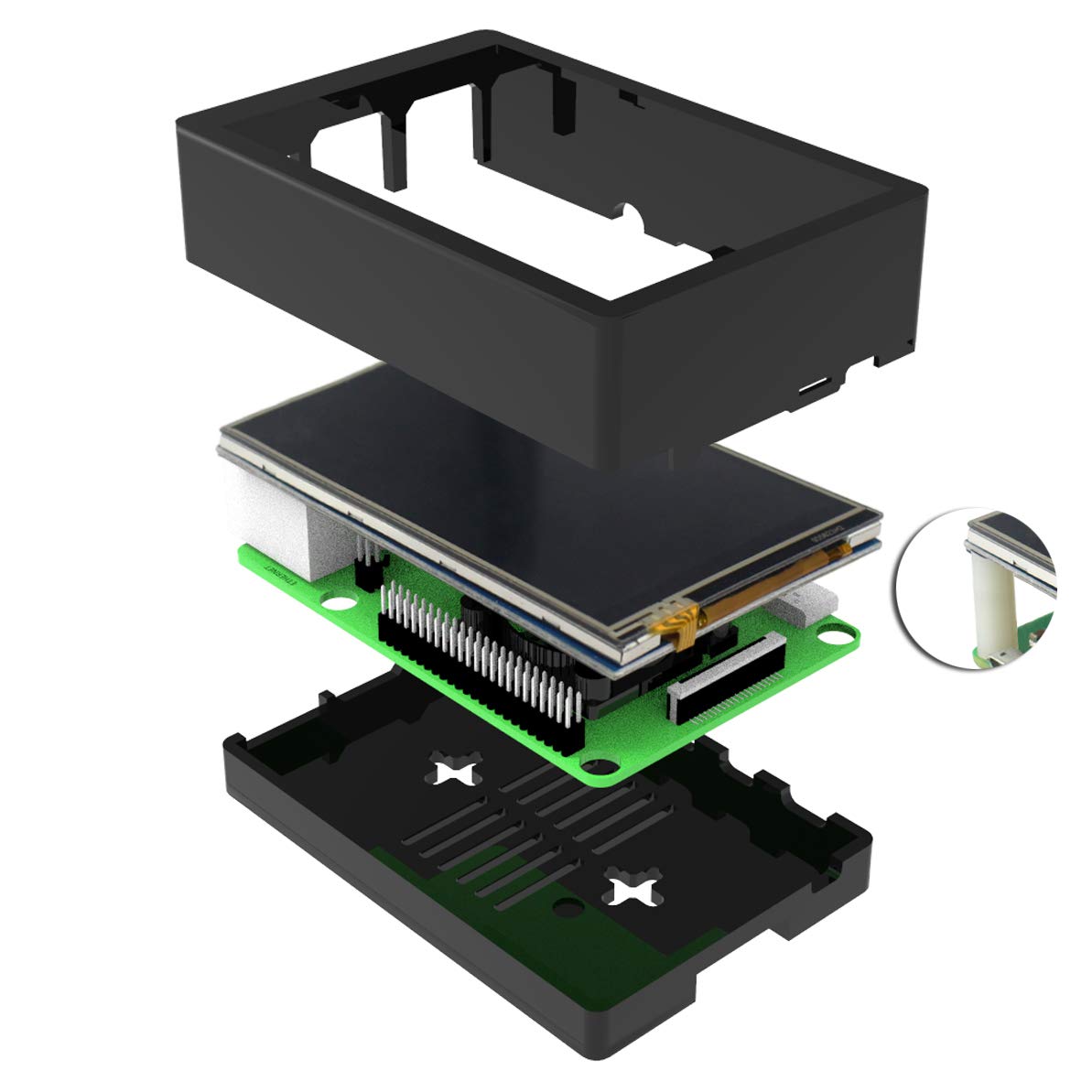 JUN-ELECTRON for Raspberry Pi 4 Touch Screen with Case, 3.5 inch Touchscreen with Fan, 320x480 Monitor TFT LCD Game Display