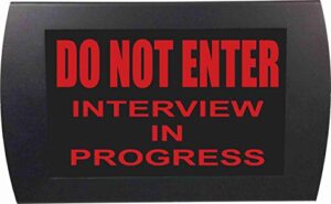 american recorder 9" x 5.5""do not enter interview in progress" led indicator sign (red)