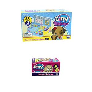 tiny tukkins doggy family stuffed animal preschool playset- play preschool set for girls & toddlers includes big sister and baby stuffed animal dog- made from kid-friendly materials