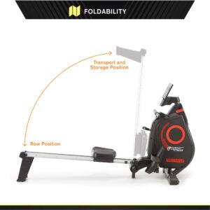 CIRCUIT FITNESS Circuit Fitness Foldable Magnetic Rowing Machine for Cardio and Body Building Exercise - Red/Bluetooth