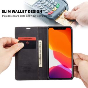 SINIANL iPhone 11 Wallet Case iPhone 11 Leather Case, Book Folding Flip Case with Kickstand Credit Card Slot Magnetic Closure Protective Cover for Apple iPhone 11 2019 6.1 inch - Black