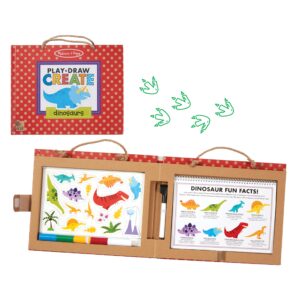 melissa & doug natural play: play, draw, create reusable drawing & magnet kit – dinosaurs (41 magnets, 5 dry-erase markers)