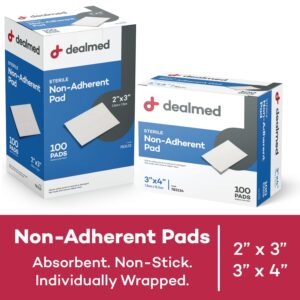 Dealmed Sterile Non-Adherent 3" x 4" Gauze Pads – 100 Count (1 Pack) Non-Adhesive Wound Dressing, Highly Absorbent, Non-Stick, Individually Wrapped for Extra Protection (Box of 100)