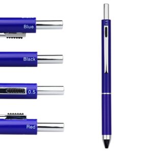 dunbong 4 in 1 multicolor pen, metal cased multifunction pen, 0.5mm mechanical pencil, red ball pen, blue ball pen and black ball pen, 1-count (blue)