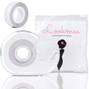 lookmee double sided clothing tape, clear fabric strong tape for dress, clothes, medical grade tape, 2 roll, 33 ft