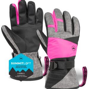 Tough Outdoors Women's Ski Gloves - Womens Snow Gloves - Winter Waterproof Snow Gloves - Adult Snow Gloves - Ladies Snowboarding Gloves